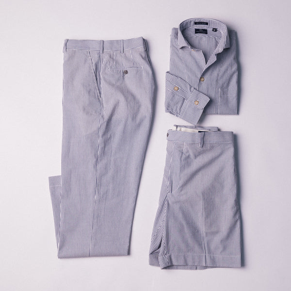 Blue Stripe Seersucker Wye Shirt Jacket - NewEnglandShirtCo